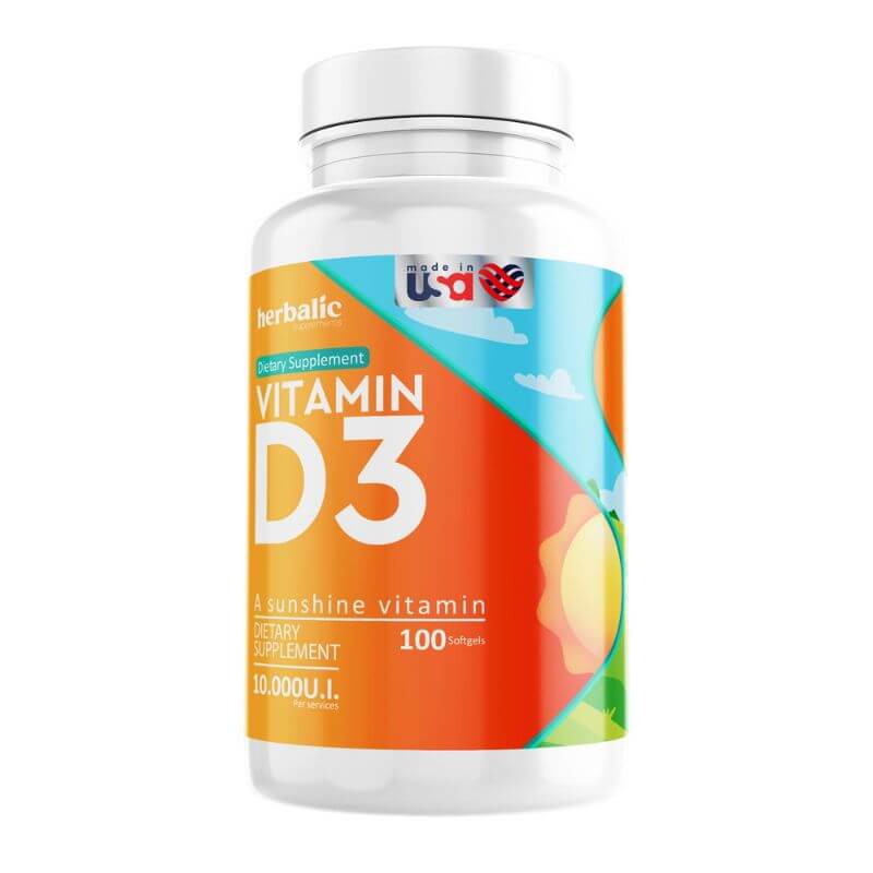 Vitamina D3 10000 UI, 100 cápsulas